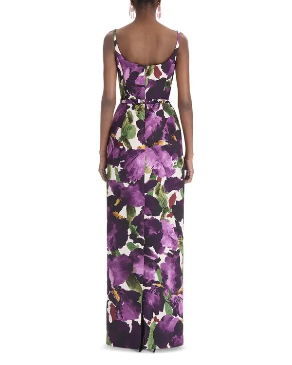 Oscar De La Renta Iris Faille Belted Gown