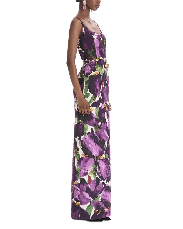 Oscar De La Renta Iris Faille Belted Gown