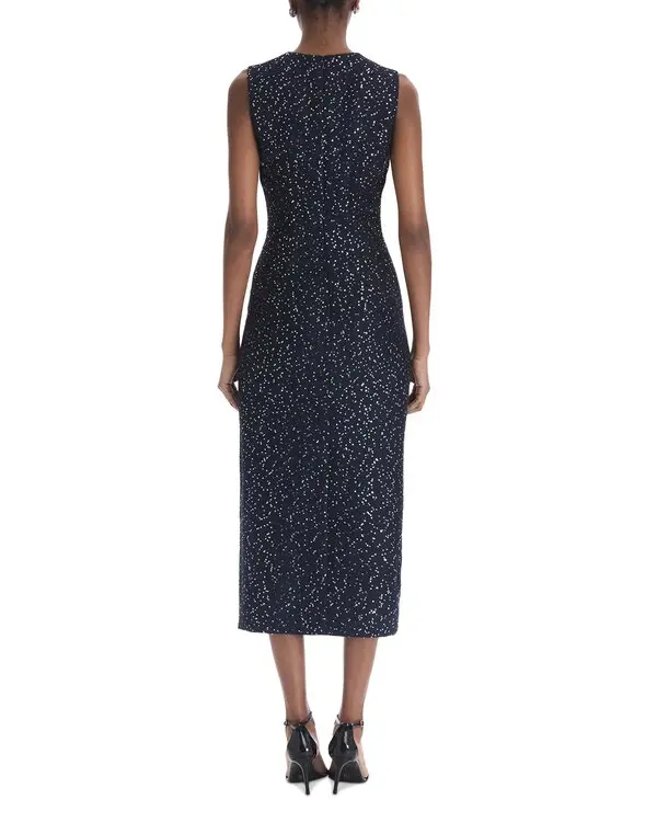 Oscar De La Renta Wool Blend Sleeveless Sequin Dress