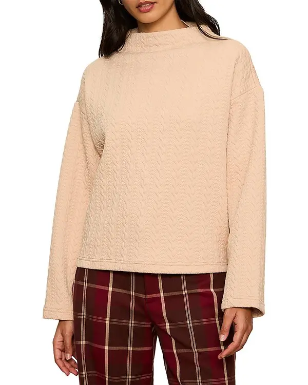Sanctuary Sadie Quilted Funnel Neck Pullover - Hazelnut