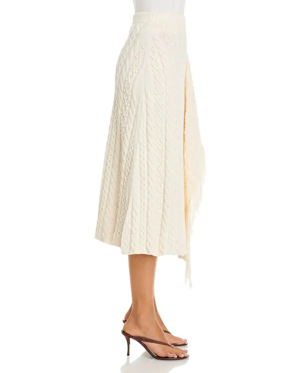 Simkhai Mireille Cotton & Wool Finge Midi Skirt - Ivory