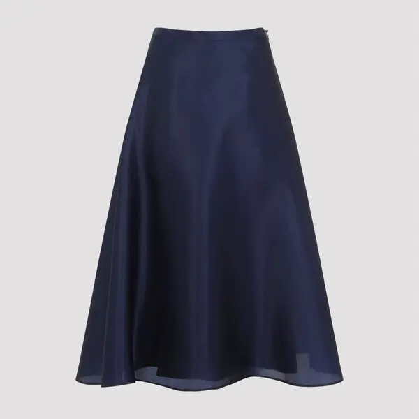 Alberta Ferretti Silk Midi Skirt - Blue