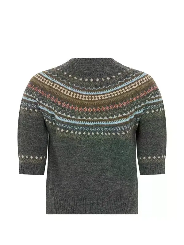 Max Mara Fair-isle Short-sleeve T-shirt - Grey