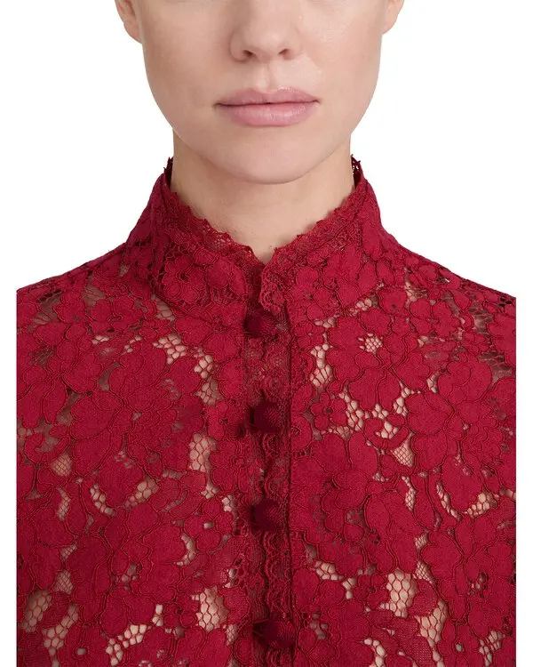 FRAME The Lace Salon Button Front Top