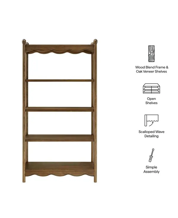 MODWAY Darcy 4-tier Open Bookcase - Walnut