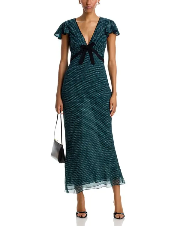 LoveShackFancy Vitto Ribbon Trim Maxi Dress