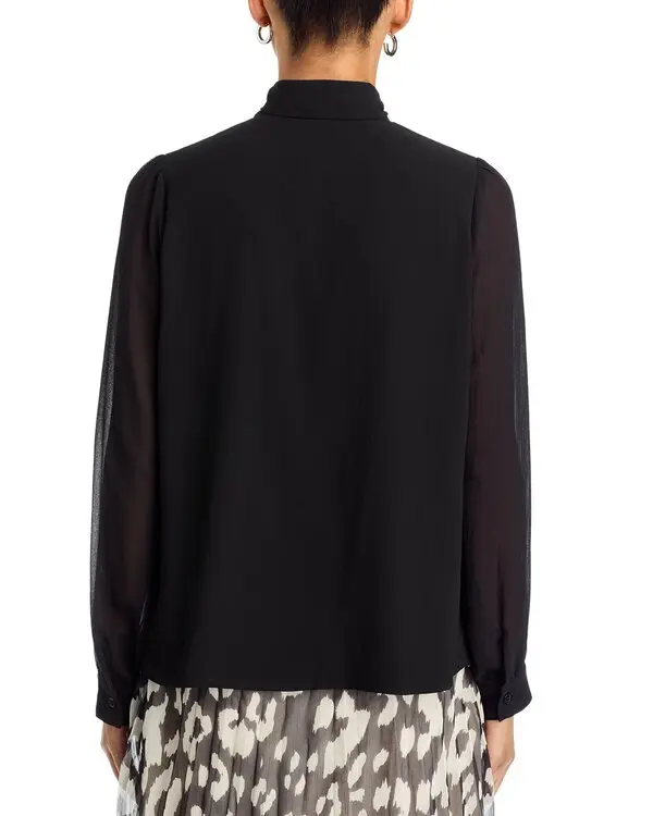 AREA STARS Tie Front Long Sleeve Blouse