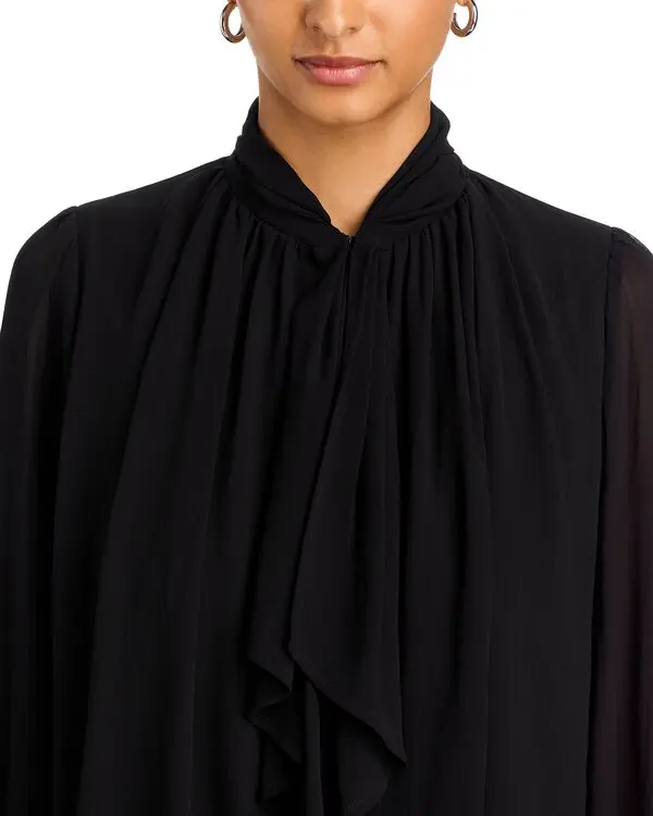 AREA STARS Tie Front Long Sleeve Blouse