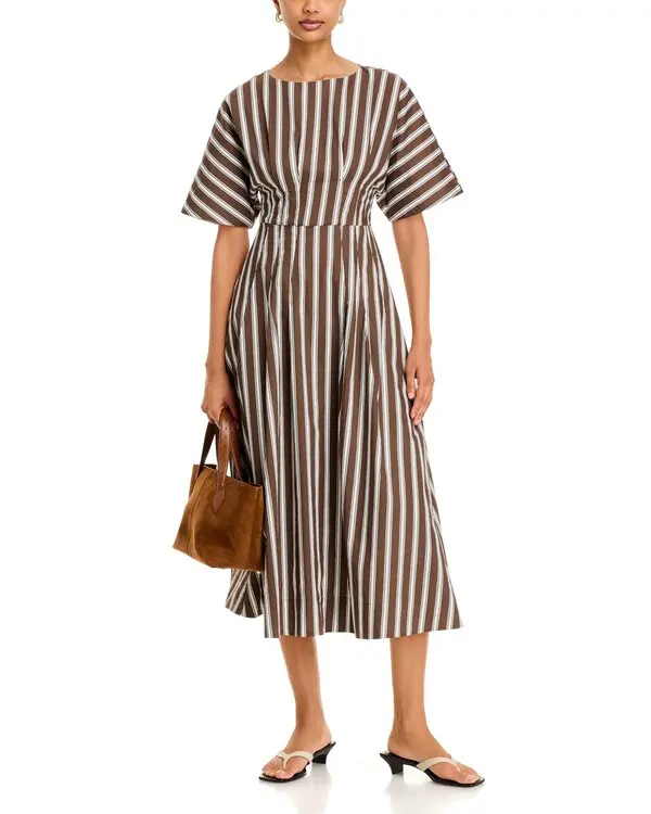 A.REN A. Ren Marlowe Fit & Flare Short Sleeve Midi Cotton Dress