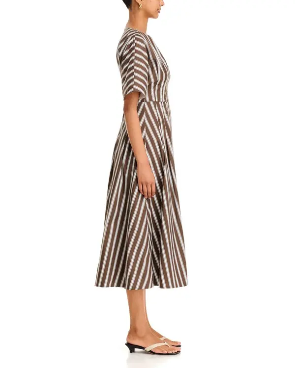 A.REN A. Ren Marlowe Fit & Flare Short Sleeve Midi Cotton Dress