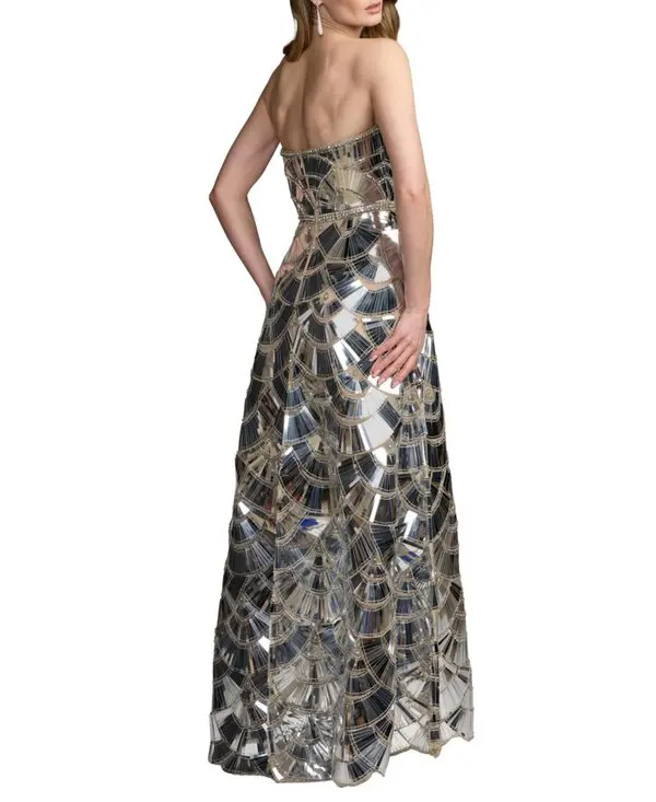 Mac Duggal Strapless Beaded Scallop Ballgown