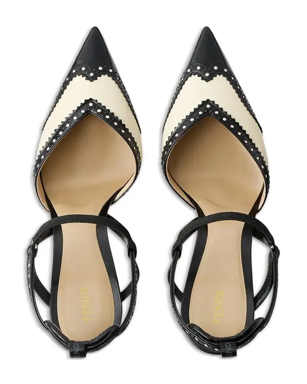 Fendi Two Tone Patent Leather Slingback Pumps