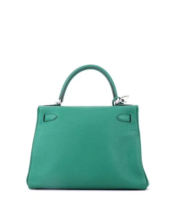 Hermès Kelly 28 Handbag Green Clemence With Palladium Hardware