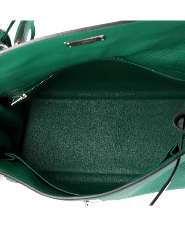 Hermès Kelly 28 Handbag Green Clemence With Palladium Hardware
