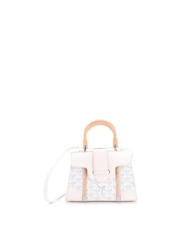 Goyard Structured Saigon Top Handle Bag Coated Canvas With Leather - White