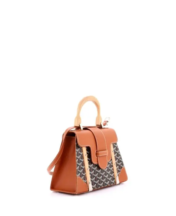 Goyard Pm Saigon Top Handle Bag Coated Canvas With Leather - Brown
