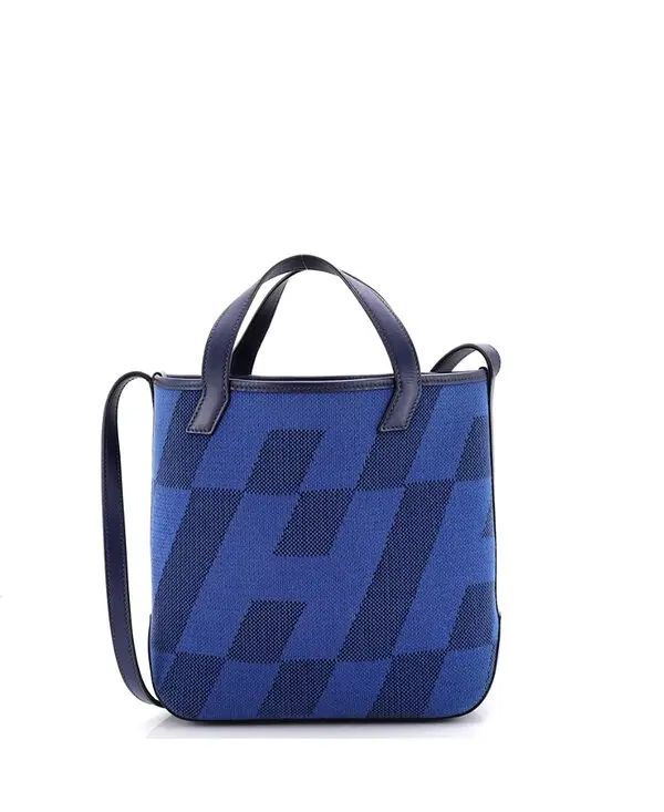Hermès 27 Cabas H En Biais Tote Canvas With Leather - Blue