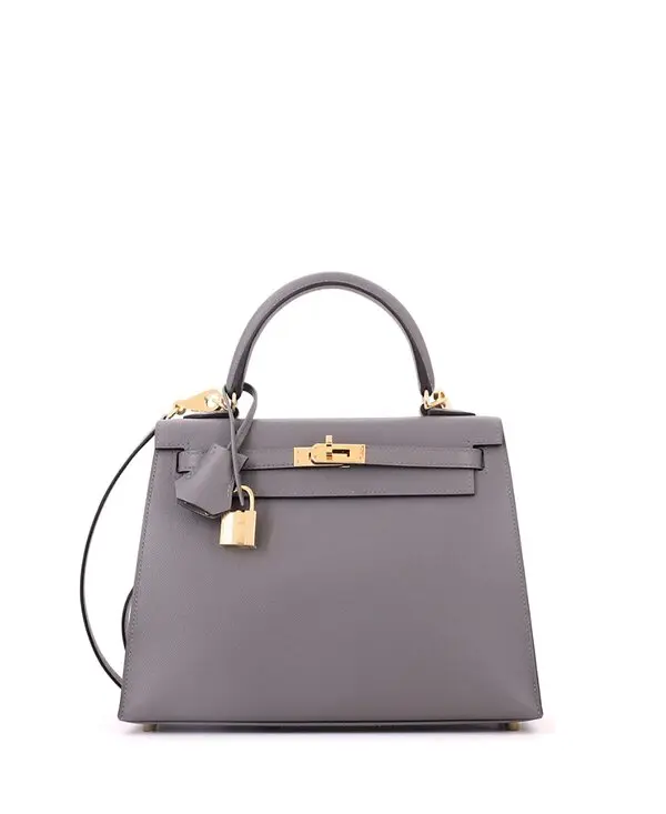 Hermès Kelly 25 Handbag Grey Madame With Gold Hardware