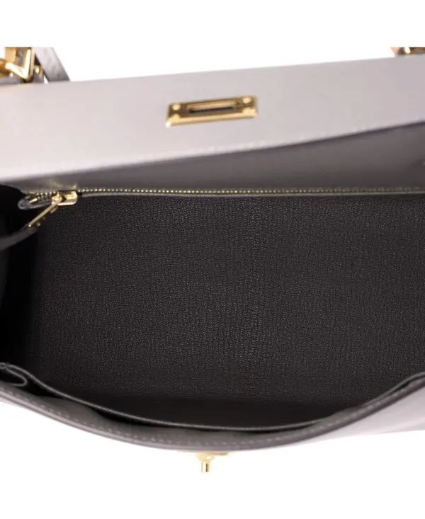 Hermès Kelly 25 Handbag Grey Madame With Gold Hardware