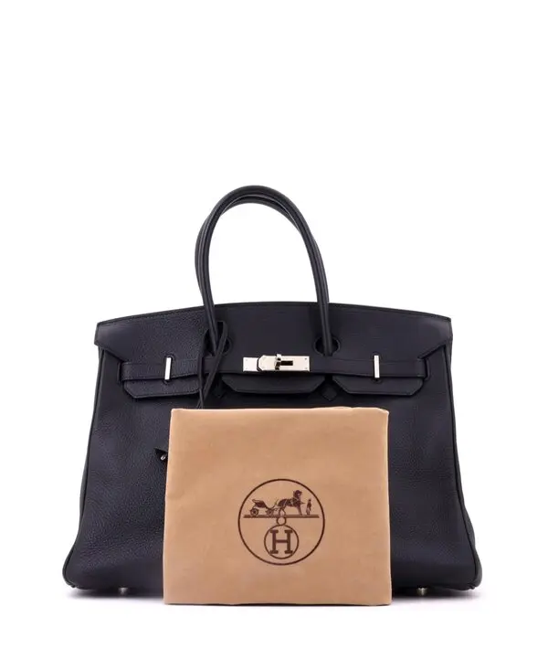 Hermès Birkin 35 Handbag Black Clemence With Palladium Hardware