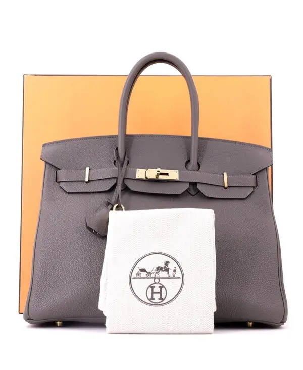 Hermès Birkin 35 Handbag Grey Togo With Gold Hardware