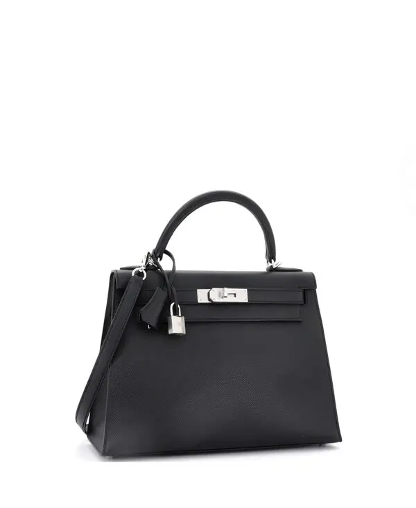 Hermès Kelly 28 Handbag Black Epsom With Palladium Hardware