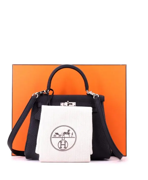 Hermès Kelly 25 Handbag Black Togo With Palladium Hardware