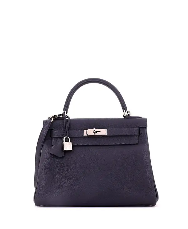 Hermès Kelly 28 Handbag Blue Togo With Palladium Hardware