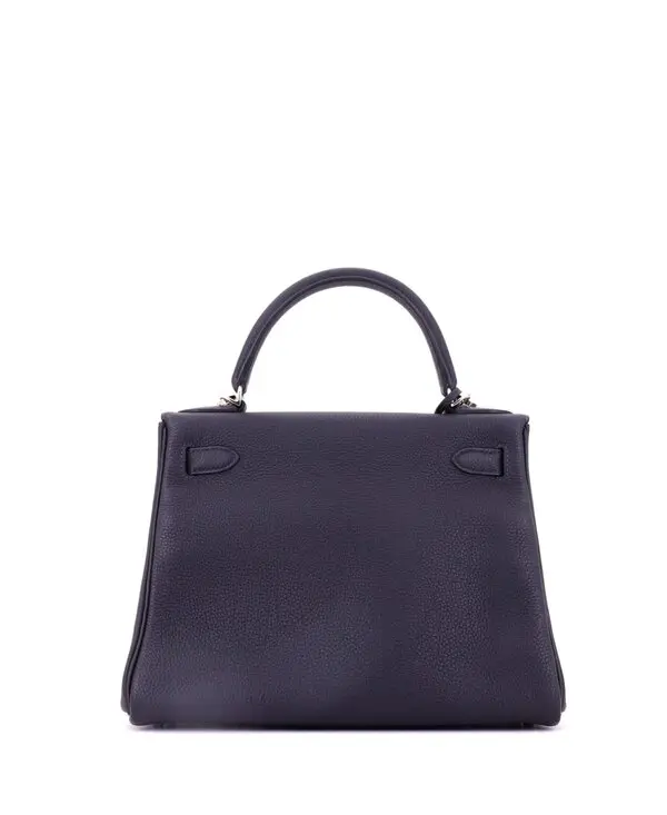 Hermès Kelly 28 Handbag Blue Togo With Palladium Hardware