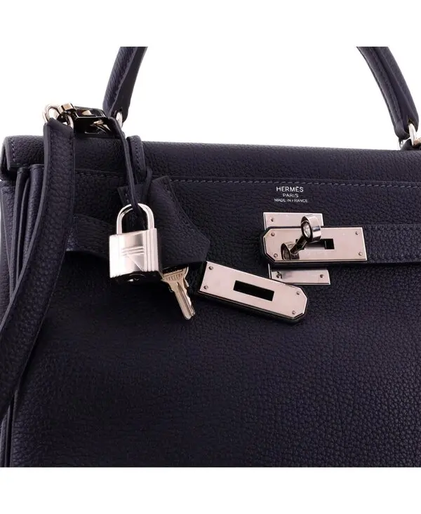 Hermès Kelly 28 Handbag Blue Togo With Palladium Hardware