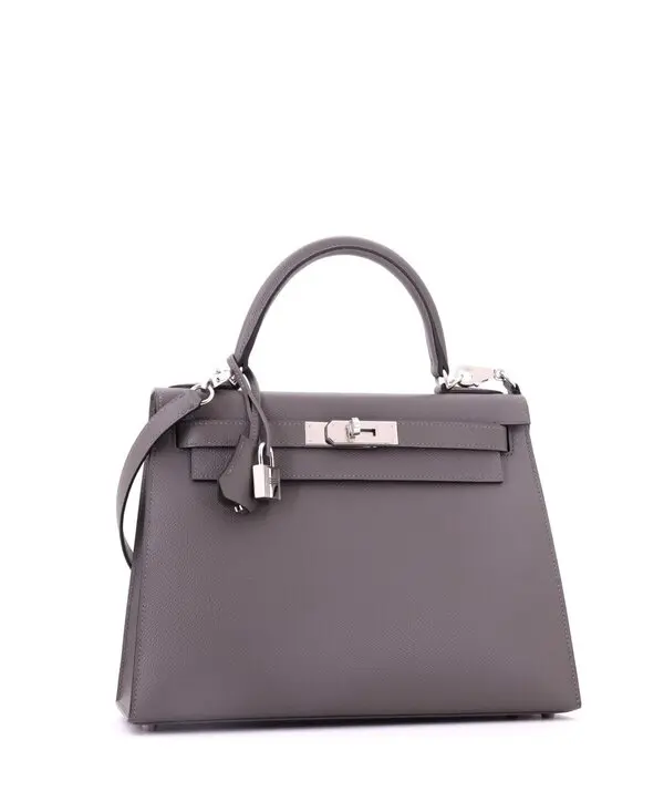Hermès Kelly 28 Handbag Grey Epsom With Palladium Hardware
