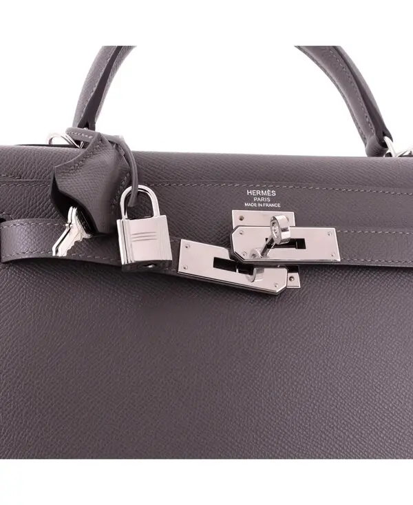 Hermès Kelly 28 Handbag Grey Epsom With Palladium Hardware