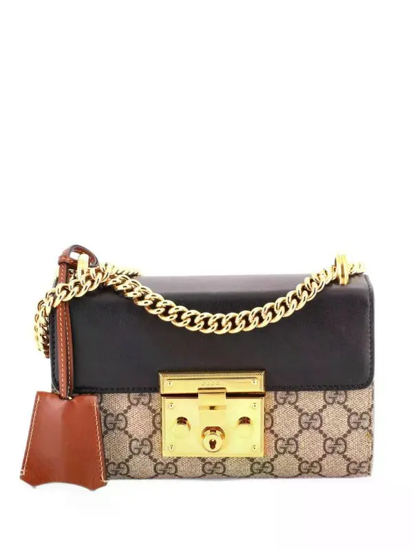 Gucci Padlock Shoulder Bag Gg Coated Canvas And Leather Small Crossbody Bag - Black