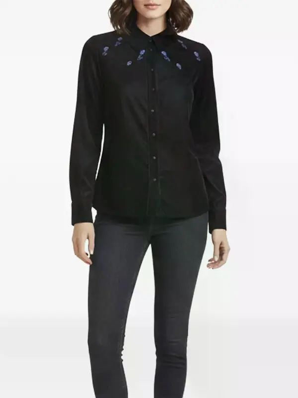 Maje Embroidered Western Shirt - Black