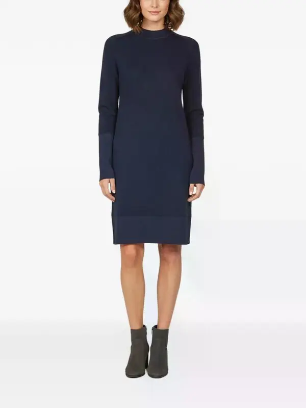 Balenciaga Mock-neck Long-sleeved Knitted Mini Dress - Blue