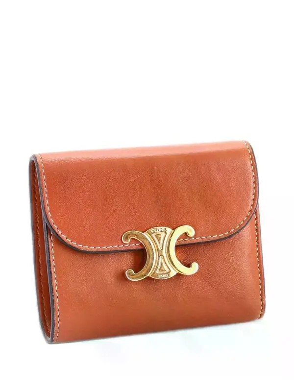 Celine Triomphe Trifold Wallet Leather Small Wallets