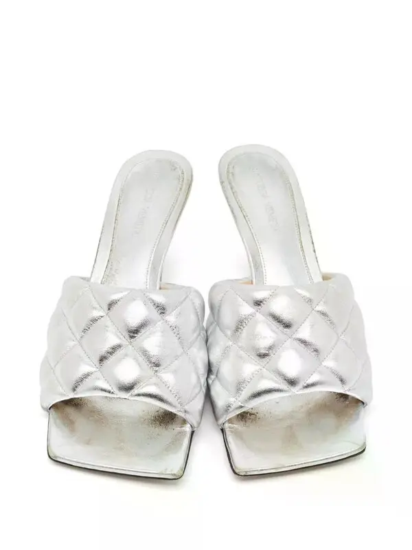 Bottega Veneta Pillow-quilted Leather Kitten-heel Sandals - Silver