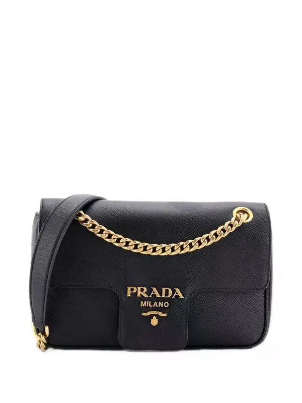 Prada Pattina Flap Shoulder Bag Saffiano Leather Small Crossbody Bag
