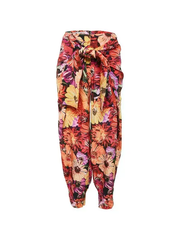 Stella McCartney Floral-print Tie-up Trousers - Red
