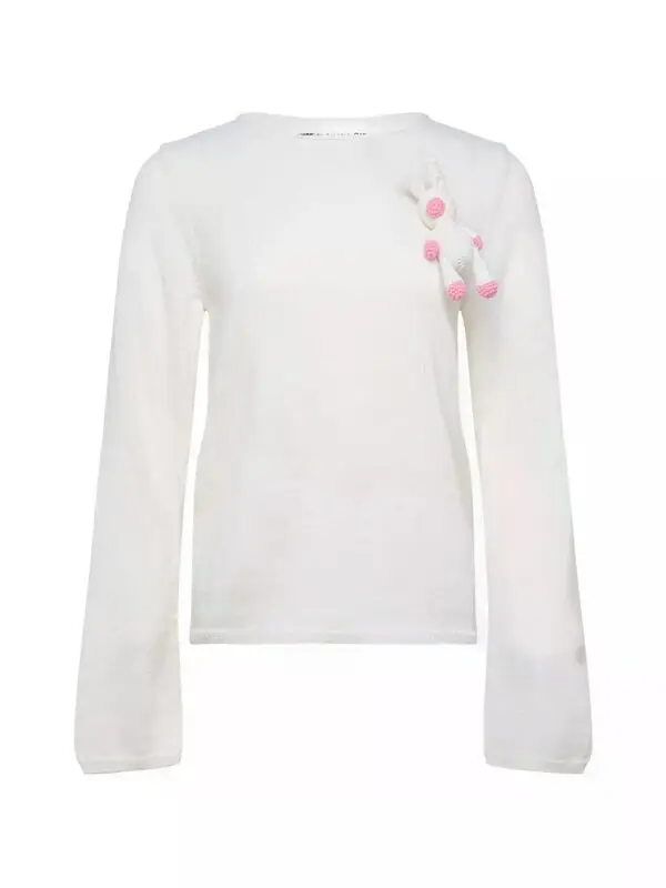 Comme Des Garçons Unicorn-appliqué Long-sleeve Sweater - Neutrals