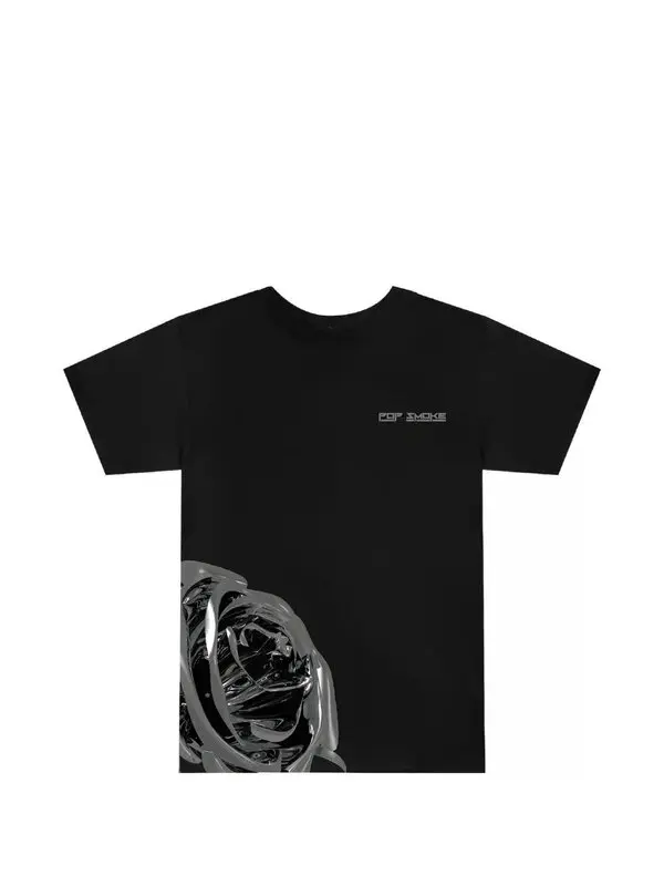 POP SMOKE Rose-detail T-shirt