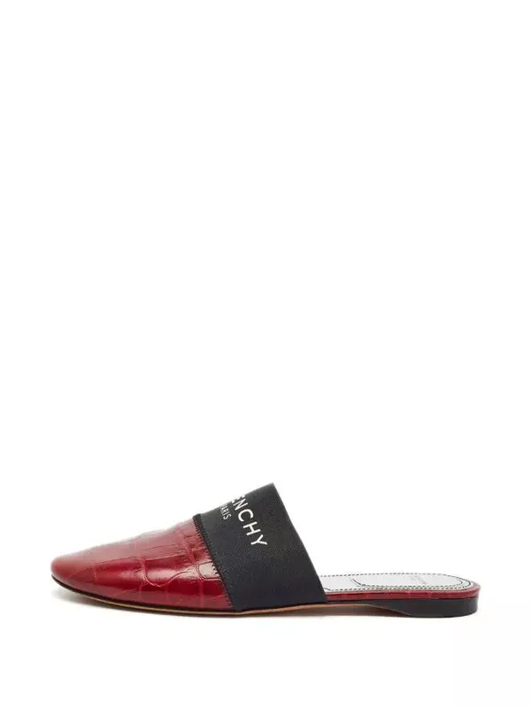 Givenchy Bedford Croc-embossed Mules - Red