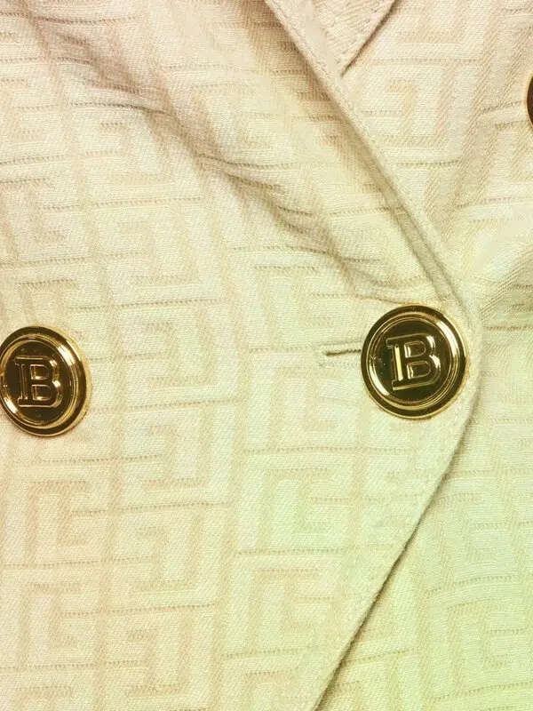 Balmain Monogram-jacquard Double-breasted Blazer - Neutrals