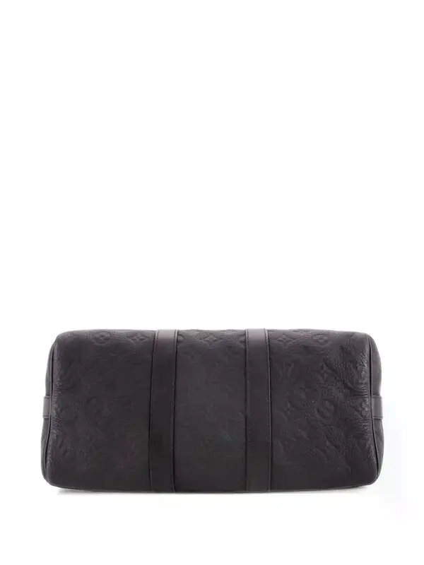 LOUIS VUITTON Keepall Bandouliere Bag Monogram Taurillon Leather 35 Travel Bag - Black