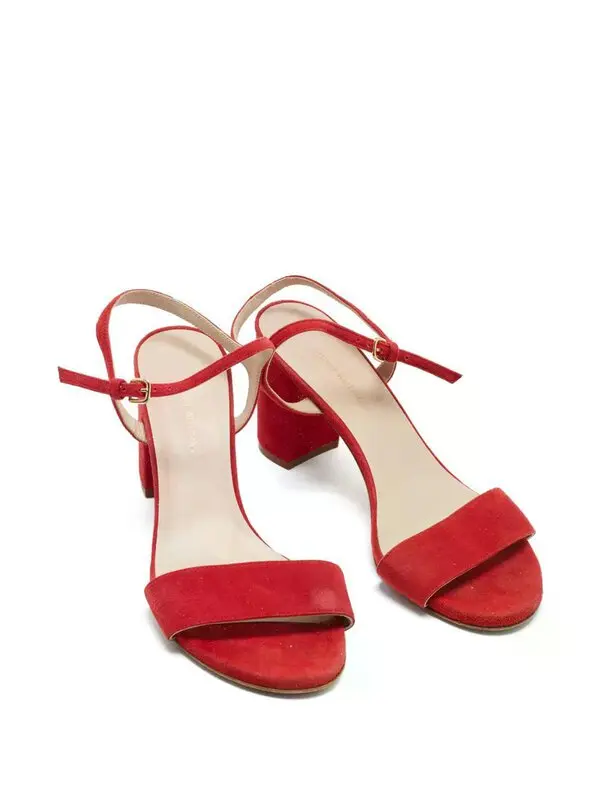 STUART WEITZMAN Suede Ankle Strap Sandals - Red