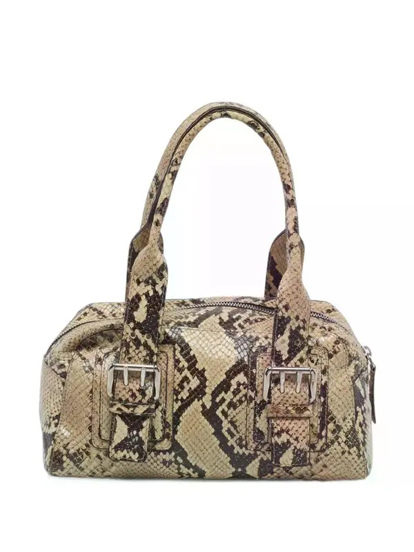 Furla Buckle Python-embossed Satchel Bag - Neutrals