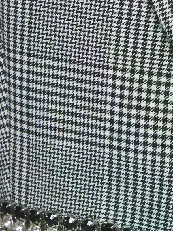 AREA Houndstooth Crystal-fringe Blazer