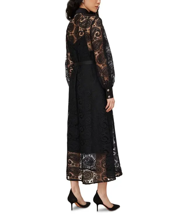 JOVONNA LONDON Delicate Lace Collared Long Sleeve Midi Dress