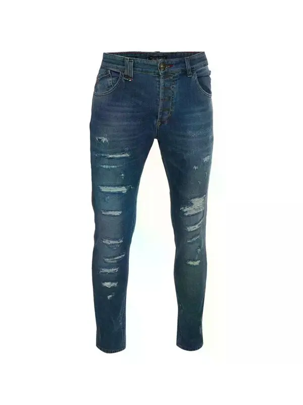 Philipp Plein Distressed Straight-cut Jeans