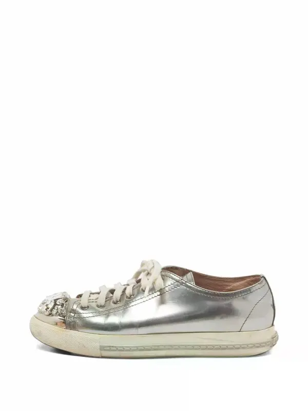 Miu Miu Crystal-embellished Metal-toe Sneakers